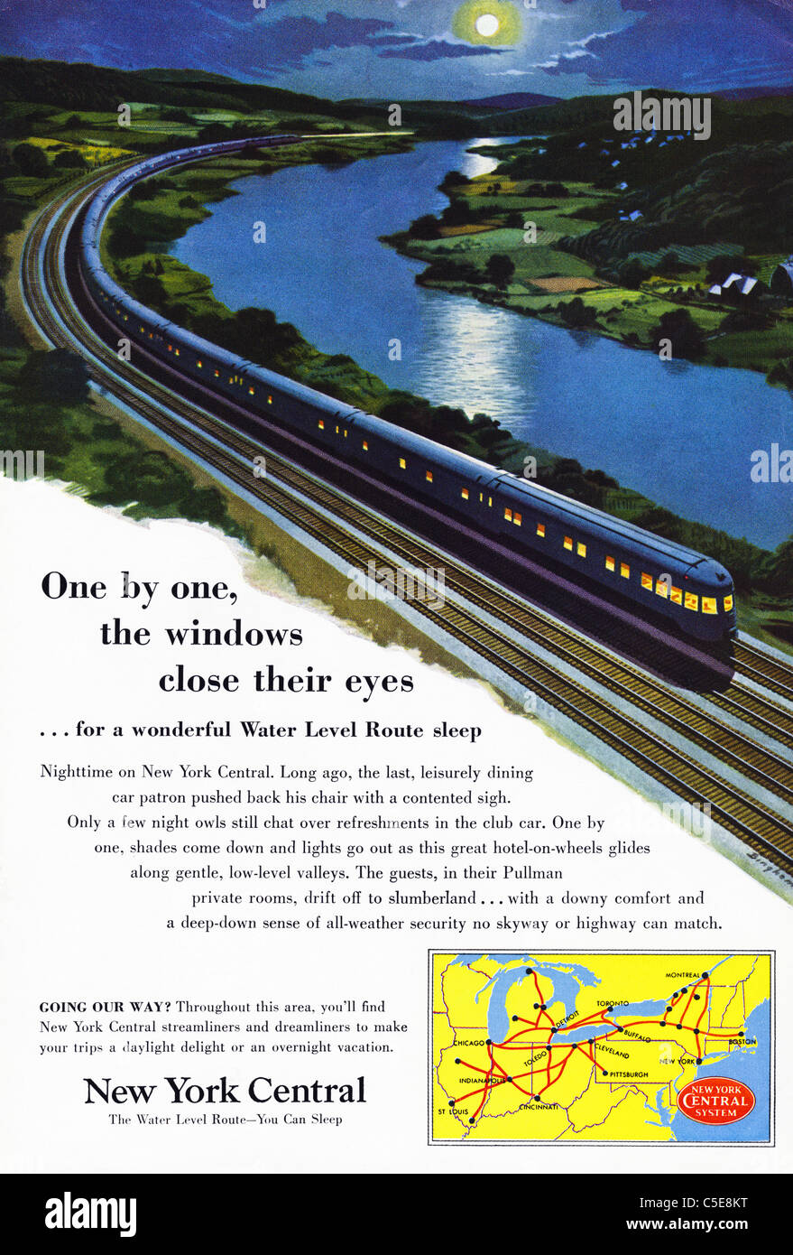 Original 1950s advert in American magazine advertising NEW YORK CENTRAL ...
