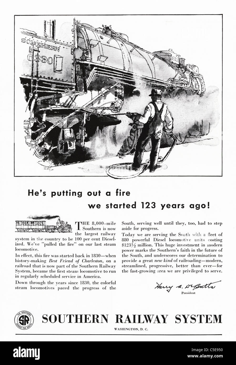Original 1950s advert in American magazine advertising SOUTHERN RAILWAY ...
