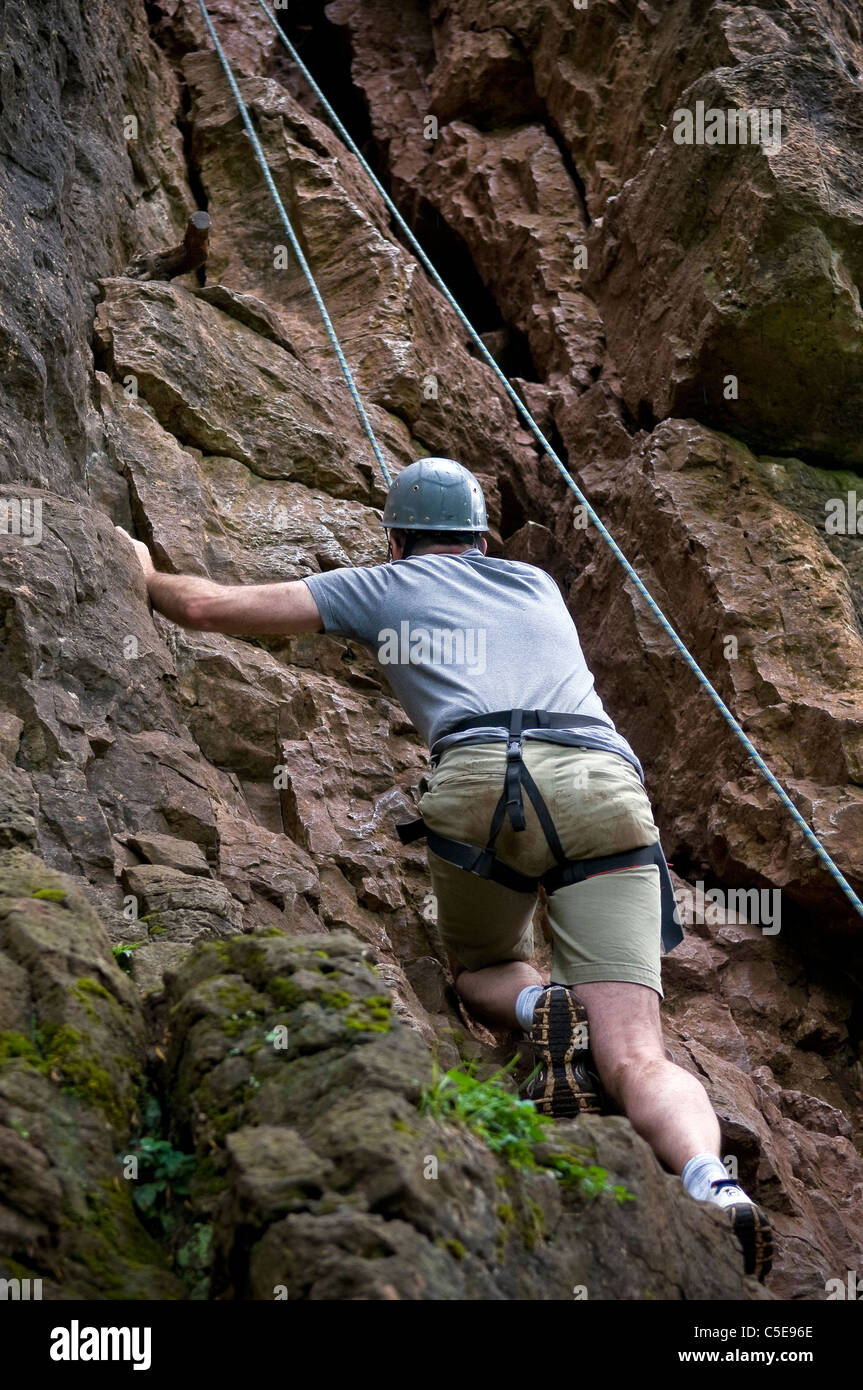 Rock climbing with ropes at Symonds Yat in the Wye Valley, Forest of ...