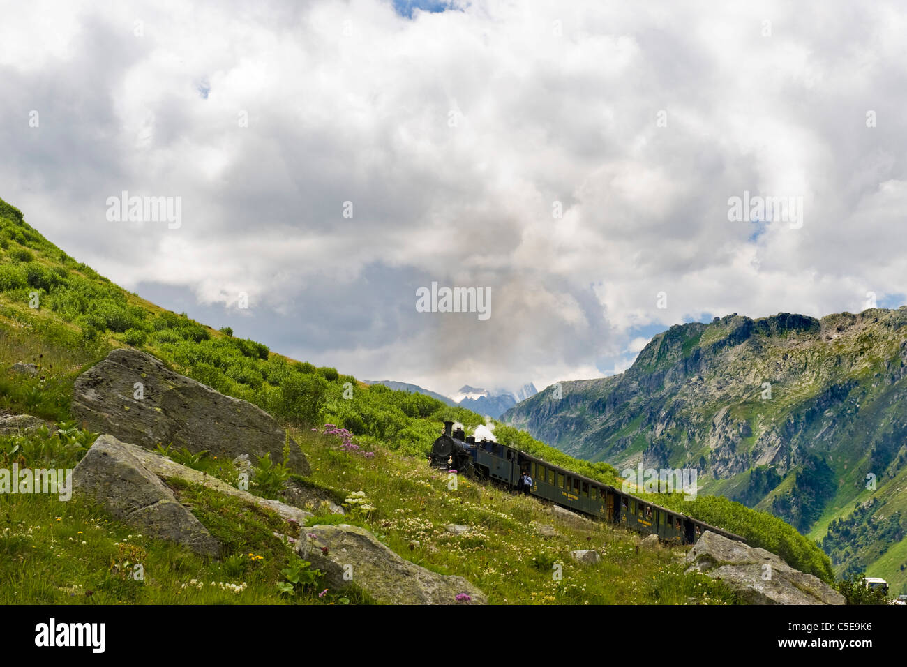 Furka Bergstrecke Steam Cogwheel Railway Gletsch, Valais, Switzerland ...
