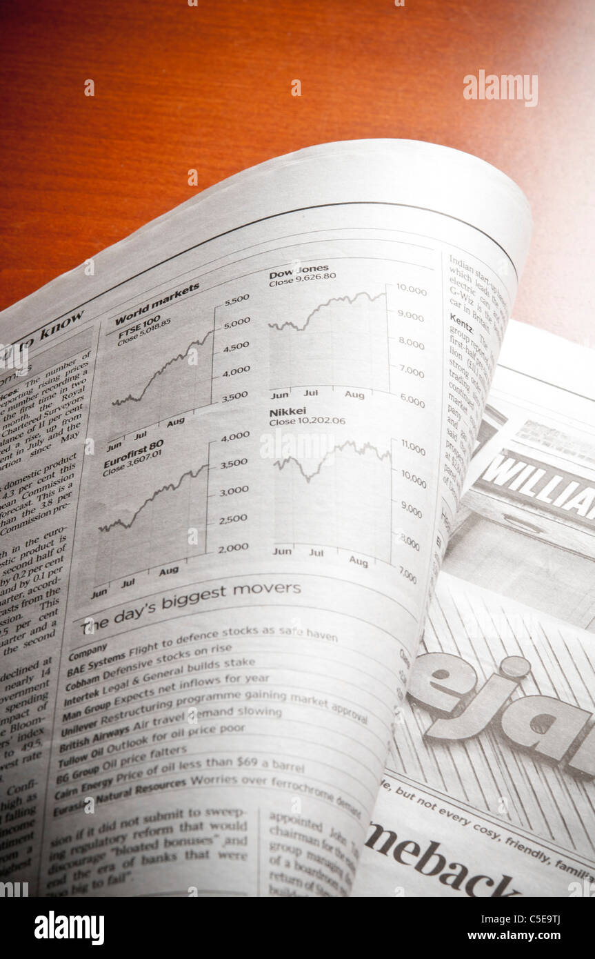 detail of a financial newspaper Stock Photo - Alamy