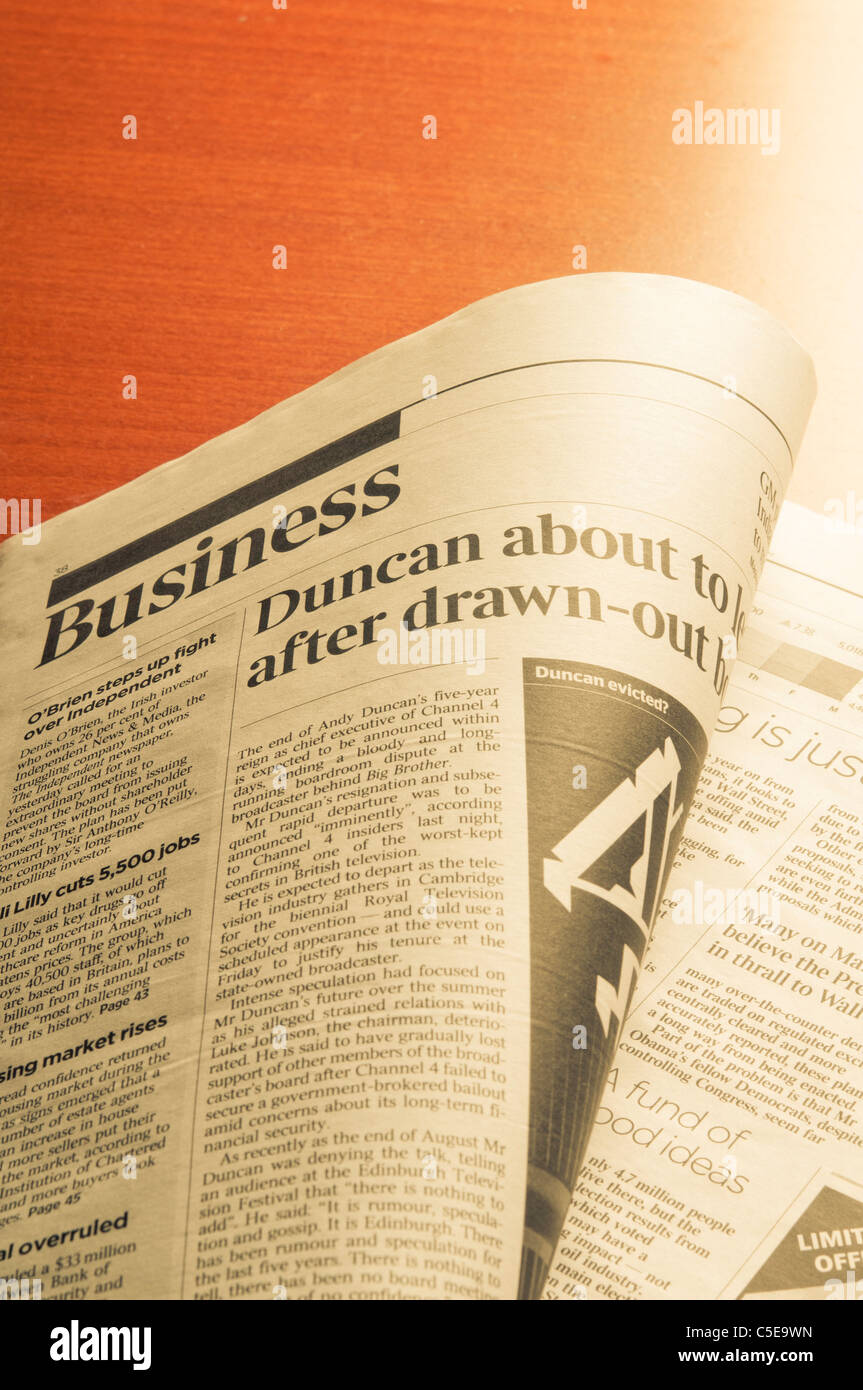 detail of a financial newspaper Stock Photo - Alamy
