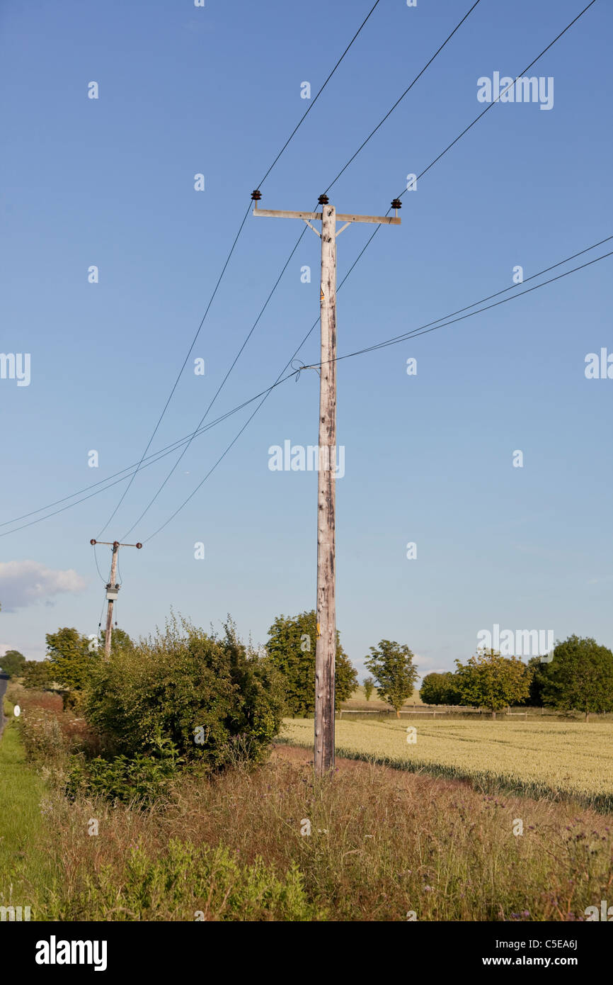 A row of utility poles Stock Photo - Alamy