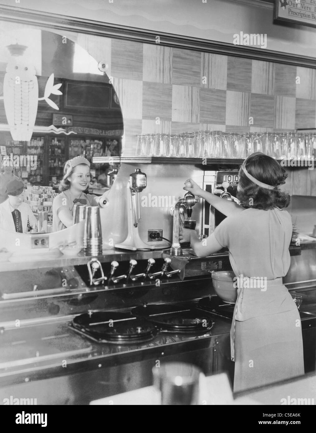 Old fashioned soda fountain Black and White Stock Photos & Images - Alamy