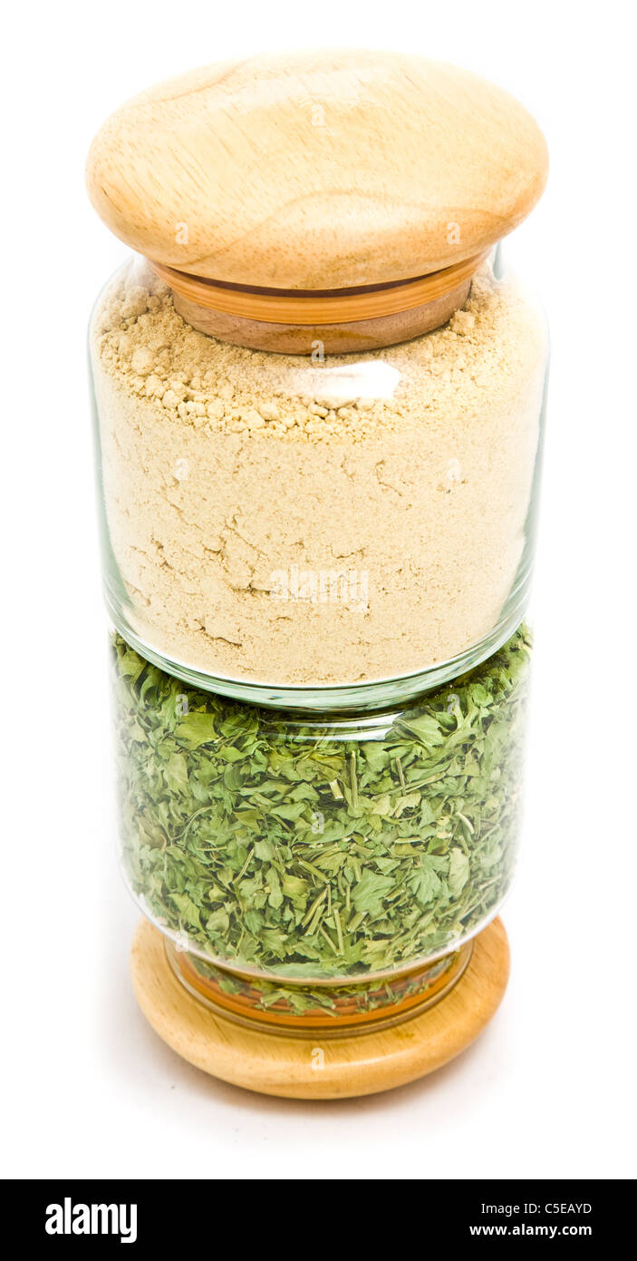 Two glass cans with spices Stock Photo - Alamy