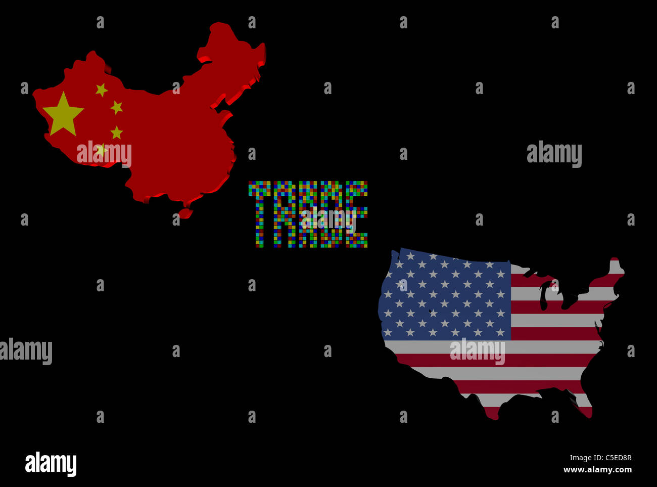 American map chinese usa flag hi-res stock photography and images - Alamy