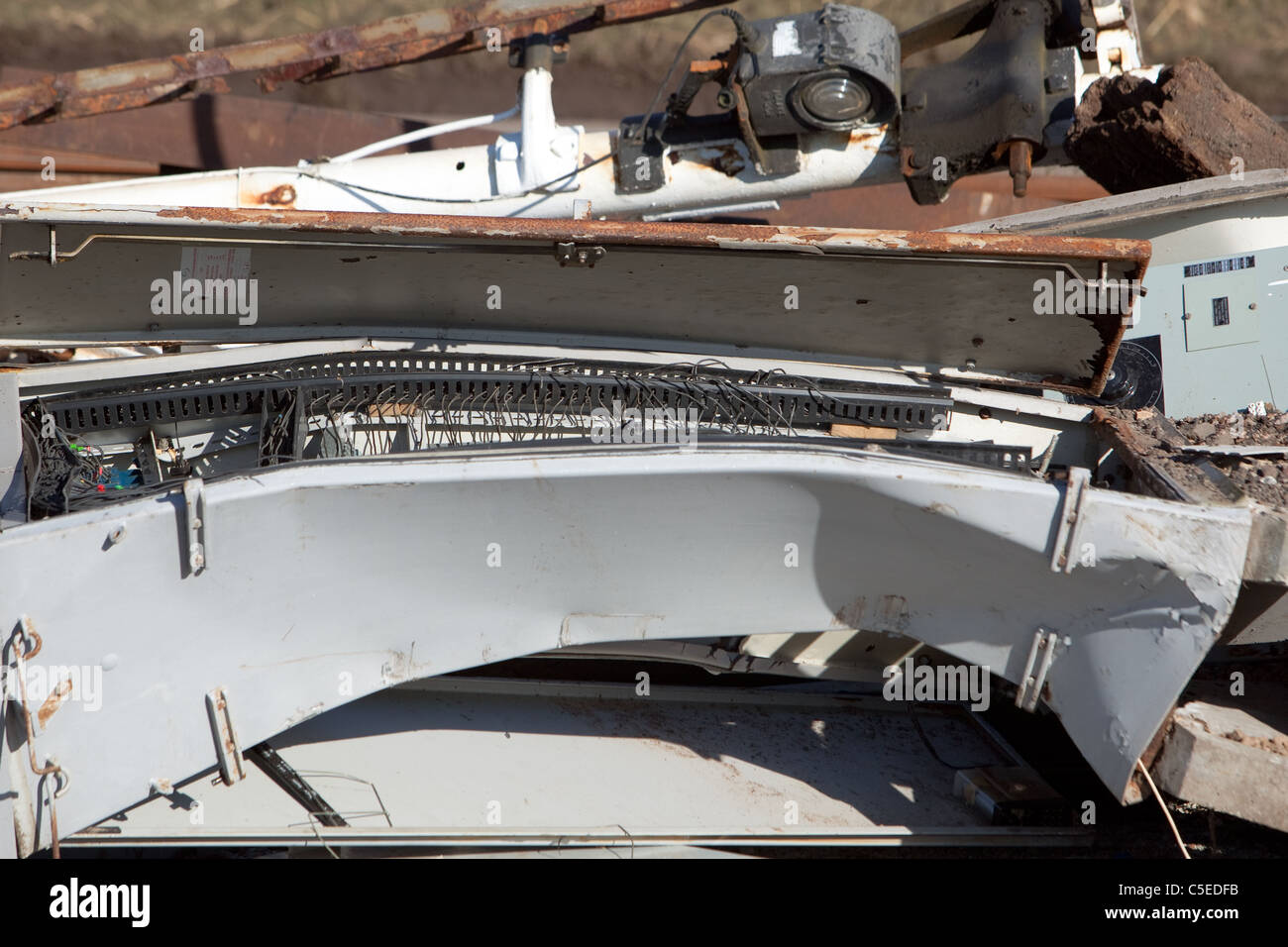 Scrap metal from defunct railway signal box near Montrose Scotland ...