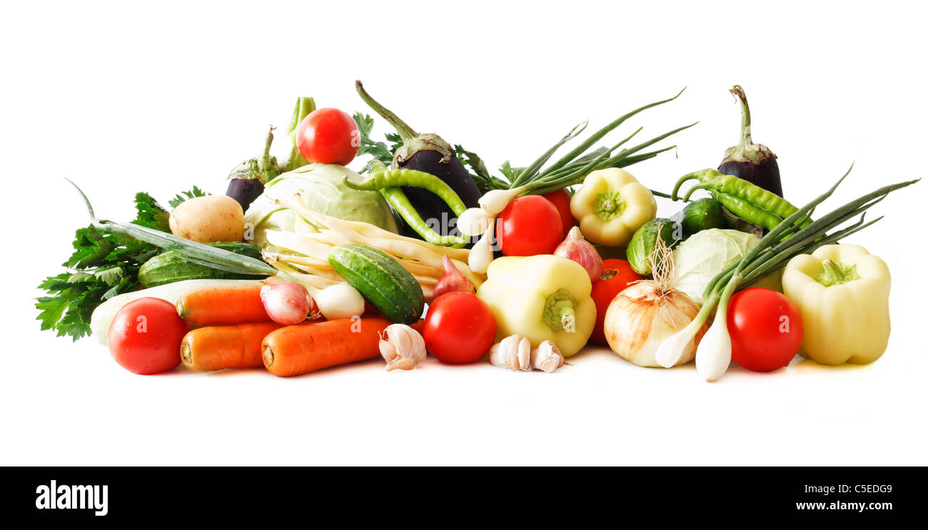 colored vegetables composition isolated on white background Stock Photo ...