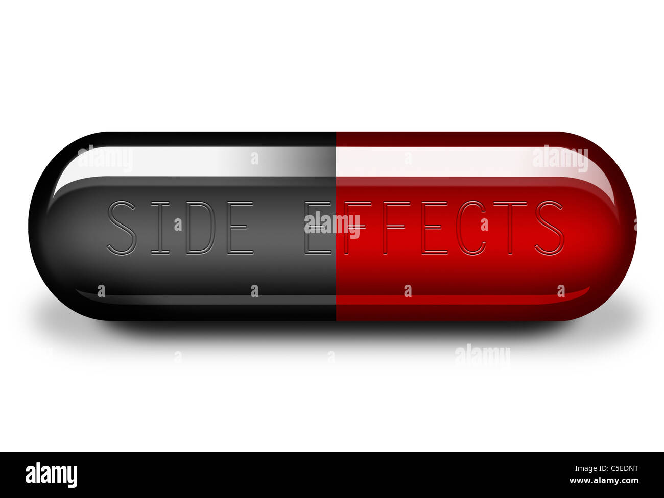 SIDE EFFECTS concept. Graphic Illustration of a Single Red and Black ...