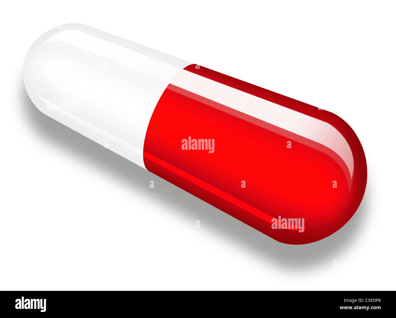 Illustration of a single generic Red and Black Capsule on a white ...