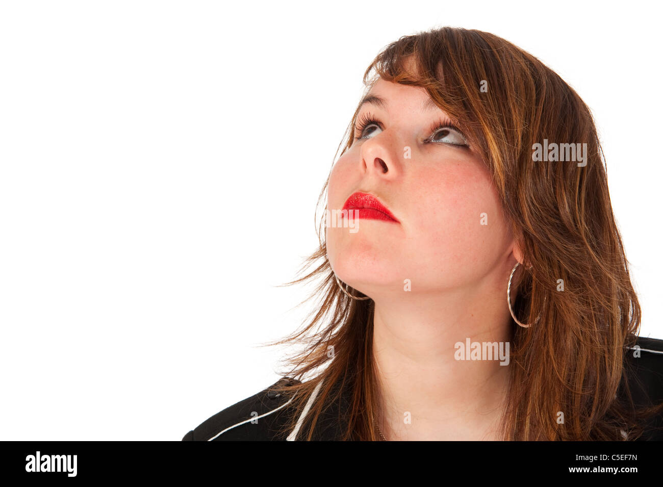 Portrait of a pretty girl looking up Stock Photo - Alamy