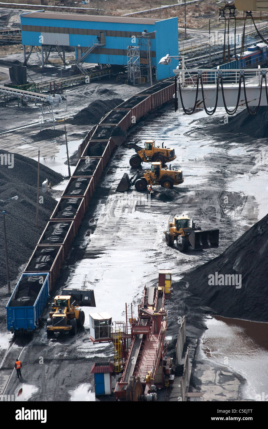 transshipment of coal in port Stock Photo - Alamy