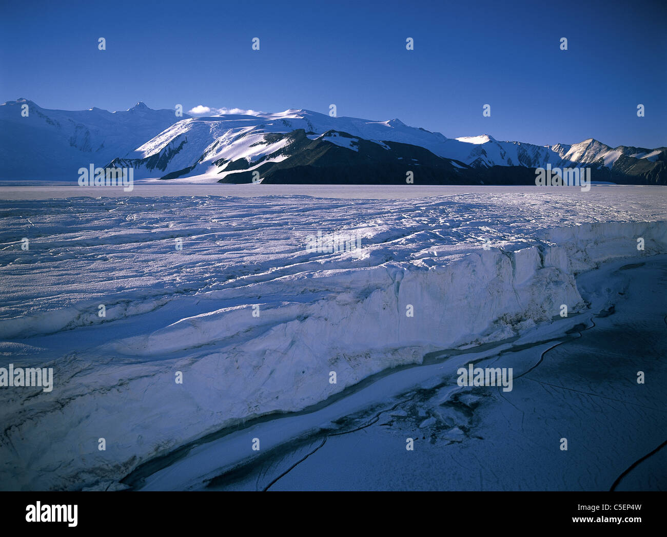 Aerial view of Campbell Ice Tongue in Ross Sea, Antarctica Stock Photo ...