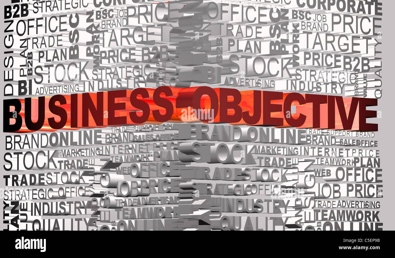 Business words related with highlighted word Objective Stock Photo - Alamy