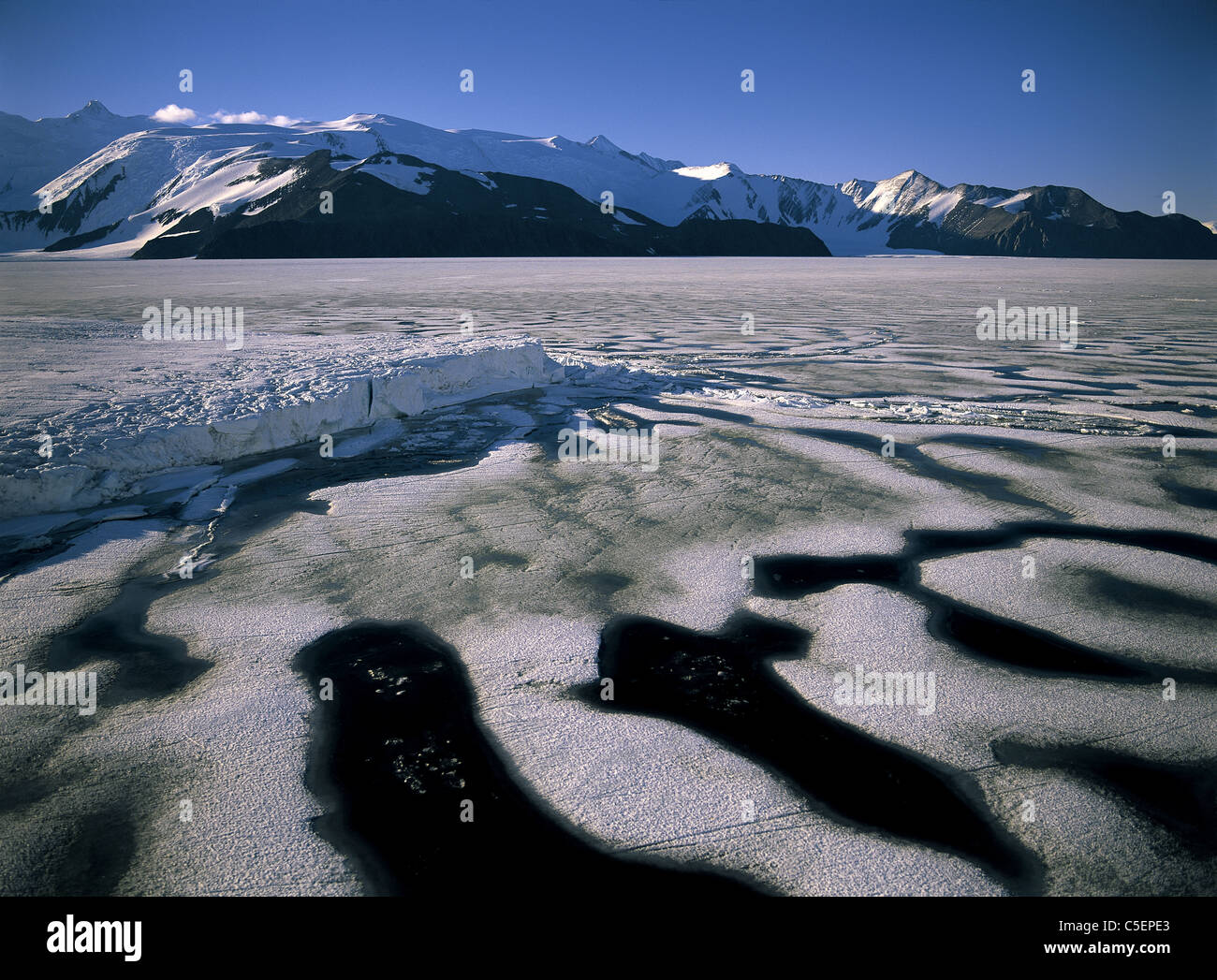 Aerial view of Campbell Ice Tongue in Ross Sea, Antarctica Stock Photo ...