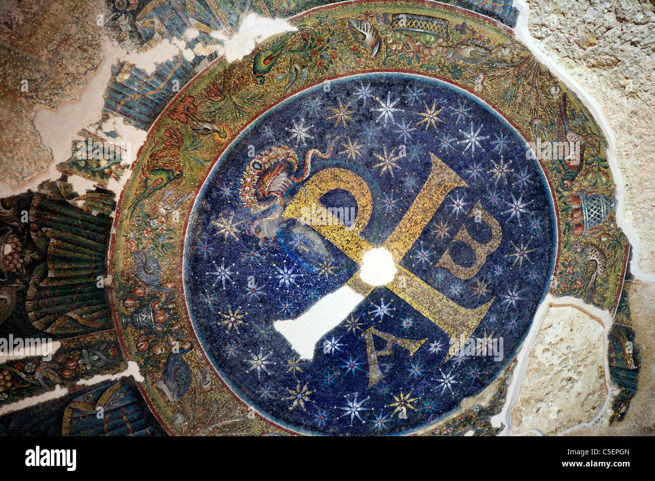 Mosaic (14th century), Basilica of Santa Restituta, Naples, Italy Stock ...