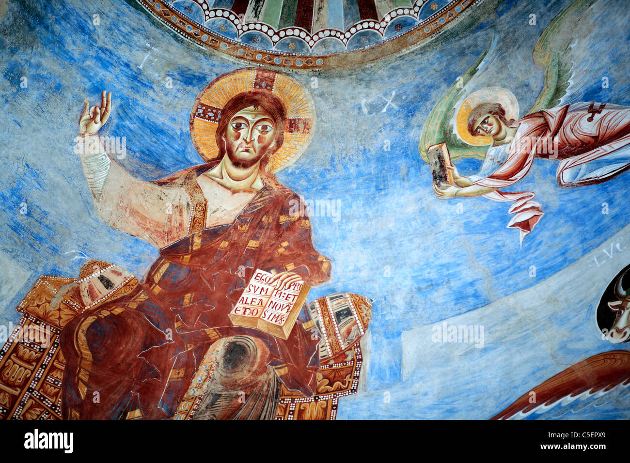 Mural painting in basilica Sant'Angelo in Formis (9th century ...