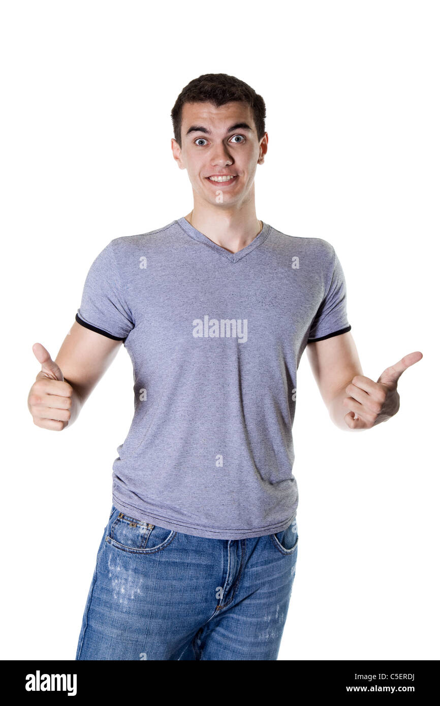 The young man happy, gesture "everything is fine! Stock Photo - Alamy