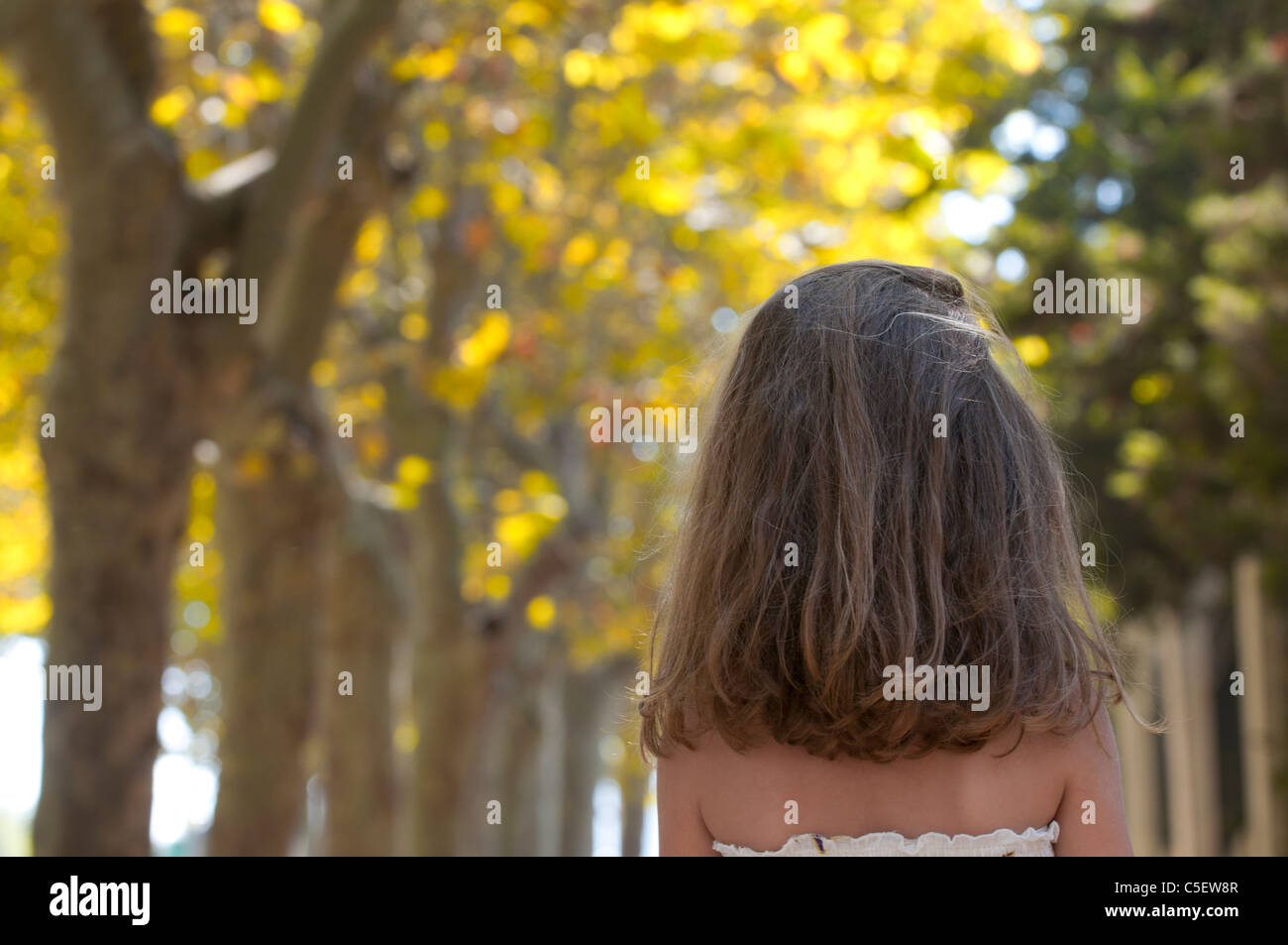 Little girl walking in the countryside Stock Photo - Alamy