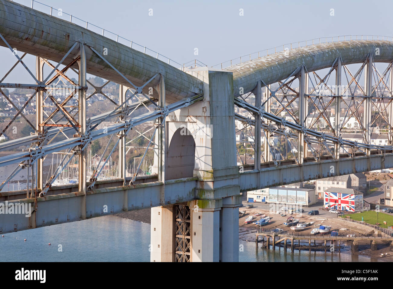 The Royal Albert Bridge across the River Tamar (Detail), Plymouth ...
