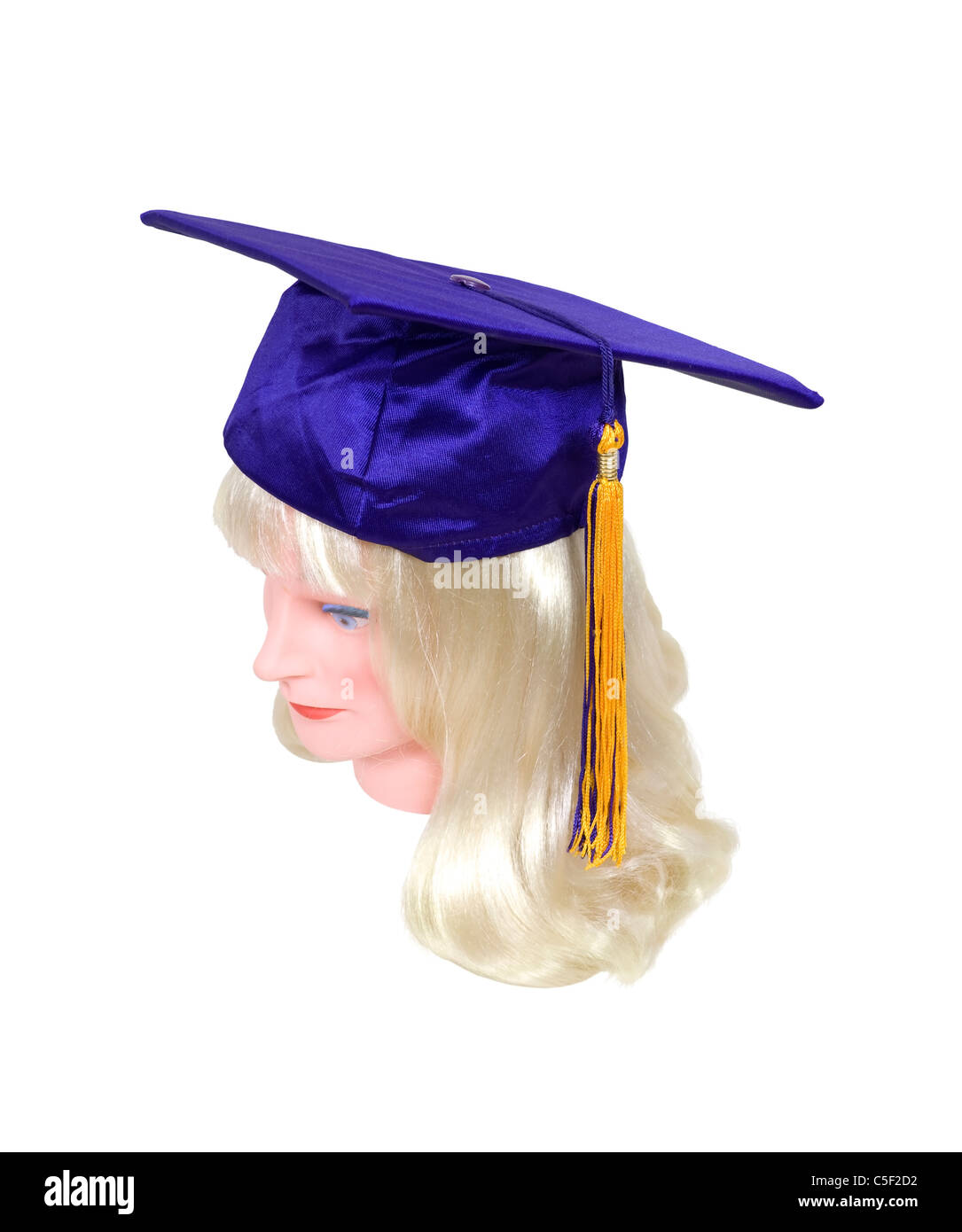 Female graduate wearing the graduation mortar board with tassel used ...