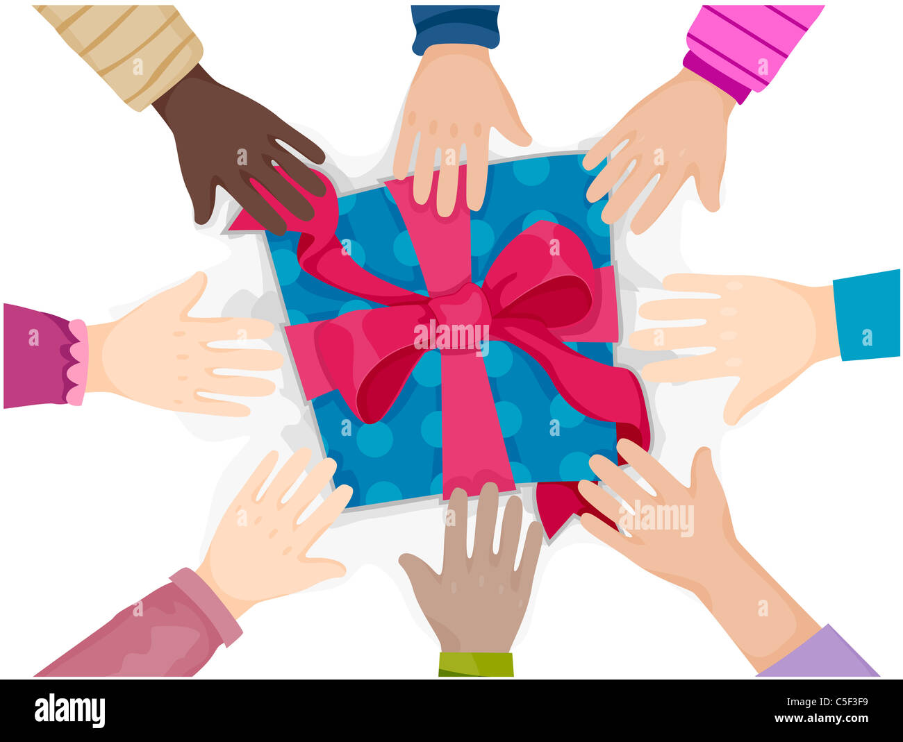 A Group of Small Hands Reaching Out for a Gift Stock Photo - Alamy