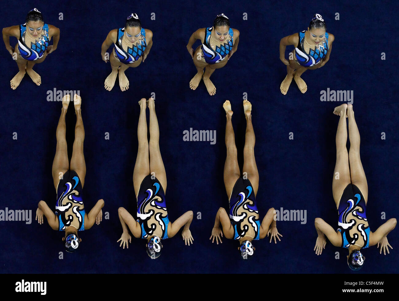 Japan Synchronized Swimming team group performs during the preliminary ...