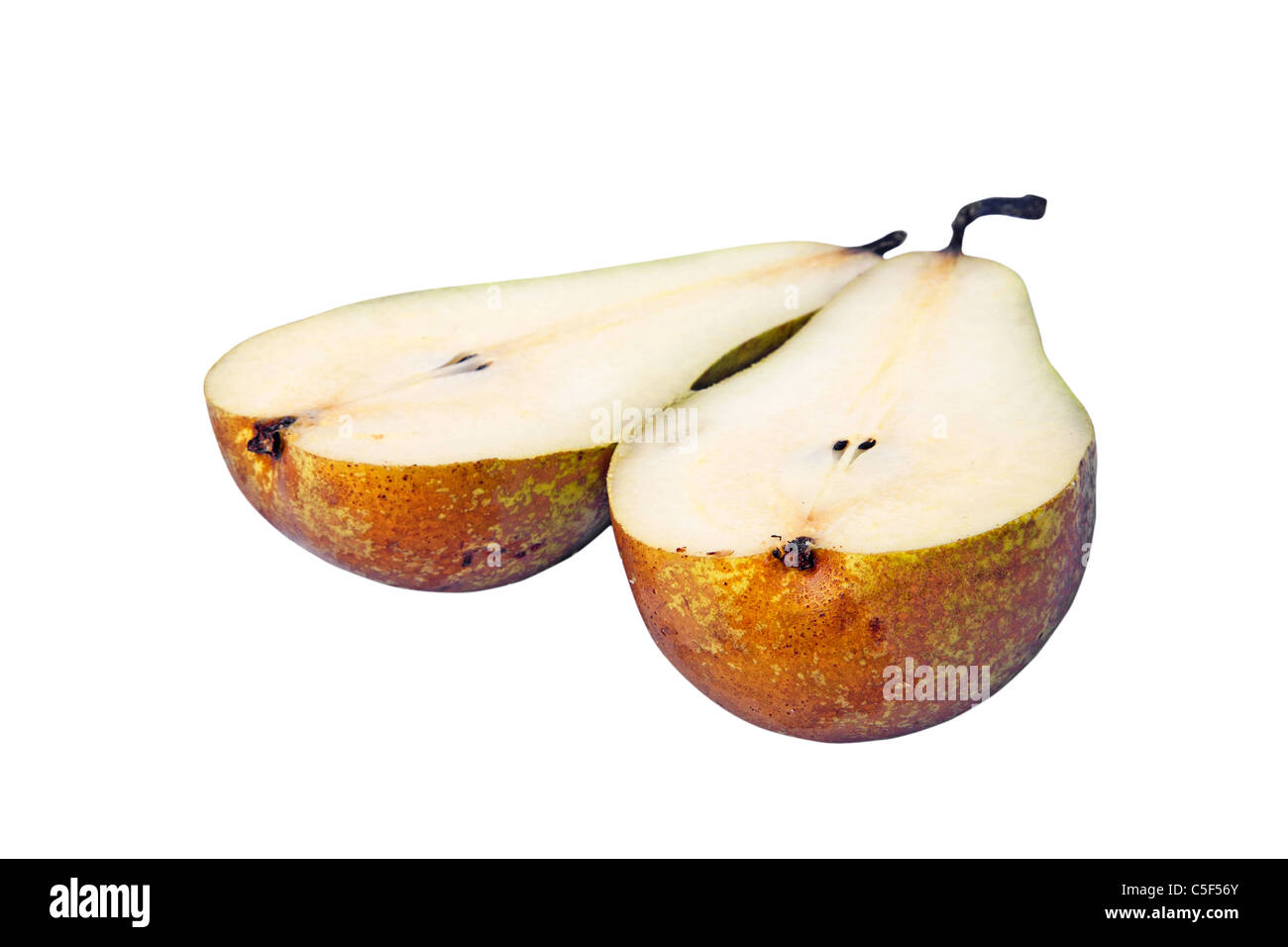 Halves ripe juicy pear Cut Out Stock Images & Pictures - Alamy