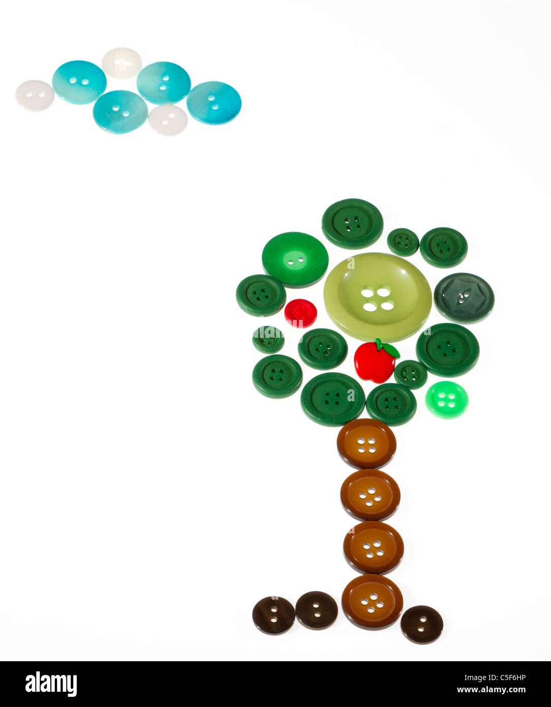 tree and cloud made from sewing buttons Stock Photo - Alamy