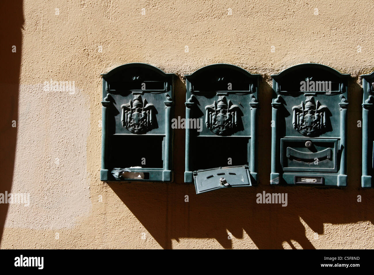 damaged post letter mail boxes in italy Stock Photo - Alamy