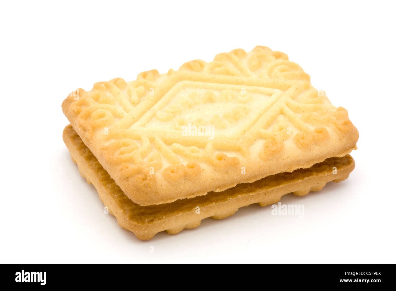 Single cream filled biscuit isolated on white Stock Photo - Alamy
