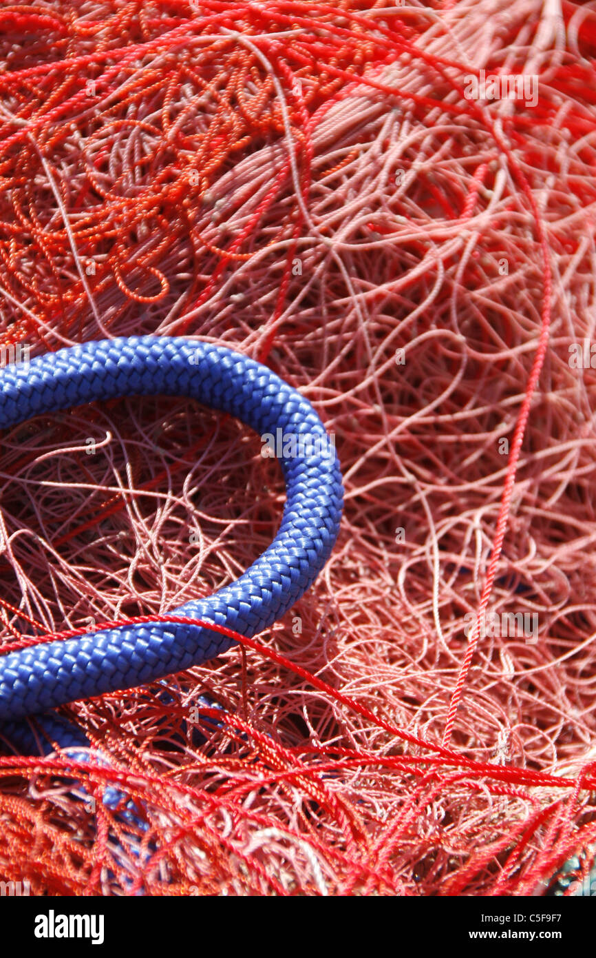 detail of plastic sea fishing nets in port Stock Photo - Alamy