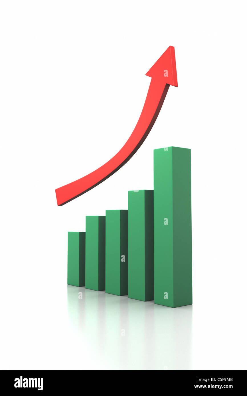 Green bar chart showing decisive growth Stock Photo - Alamy