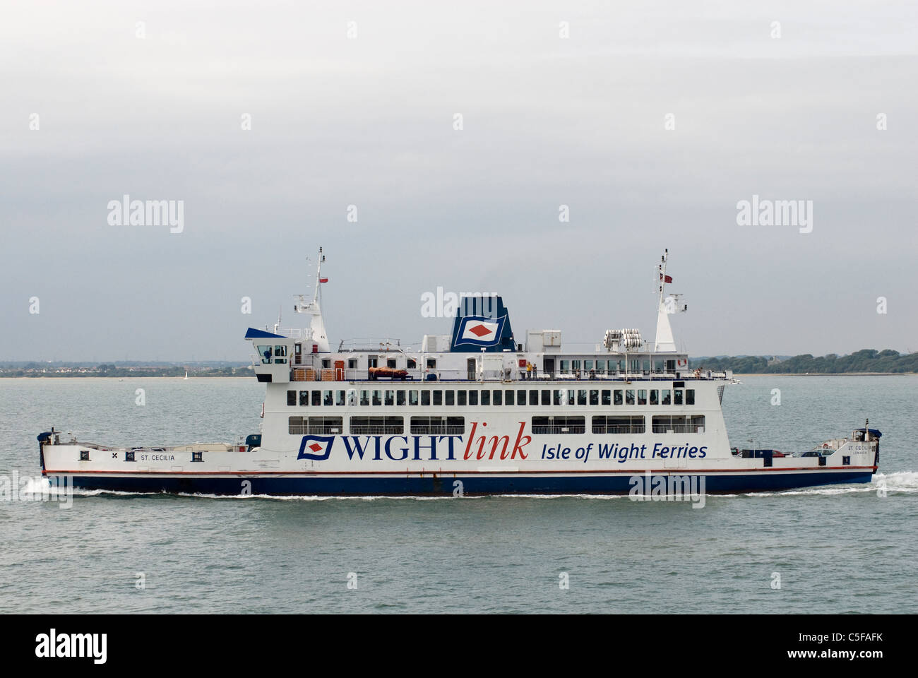 Wight Link ferry going from Portsmouth on the main land to Fishbourne ...