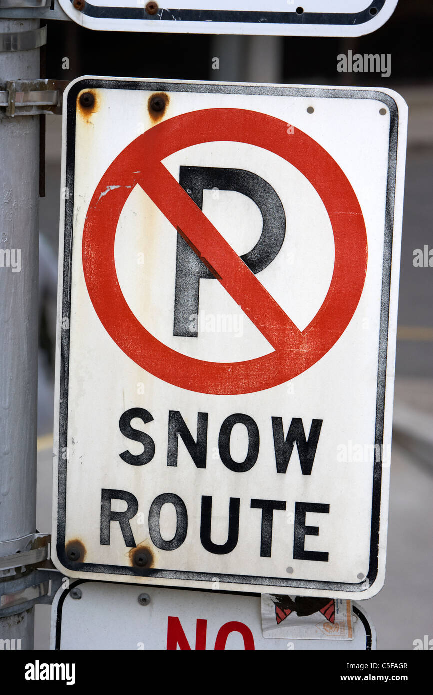 no parking snow route sign downtown toronto ontario canada Stock Photo ...