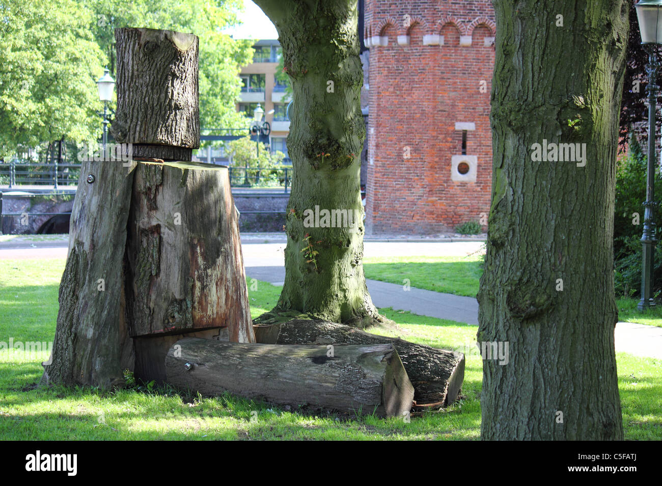 a tree figure sitting next to two normal standing trees , conceptual ...