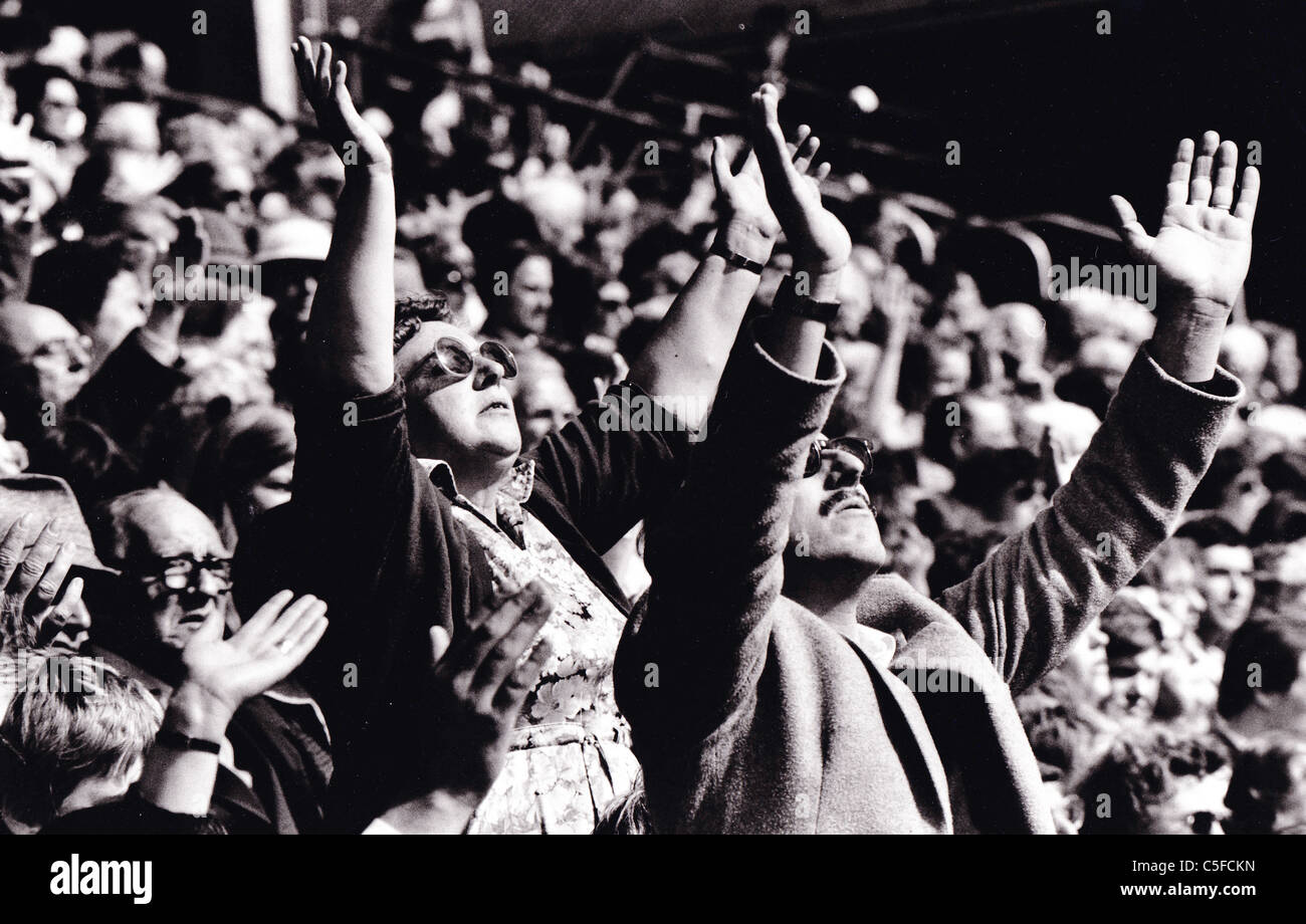 UK. Christian evangelical rally at a football stadium, London Stock ...