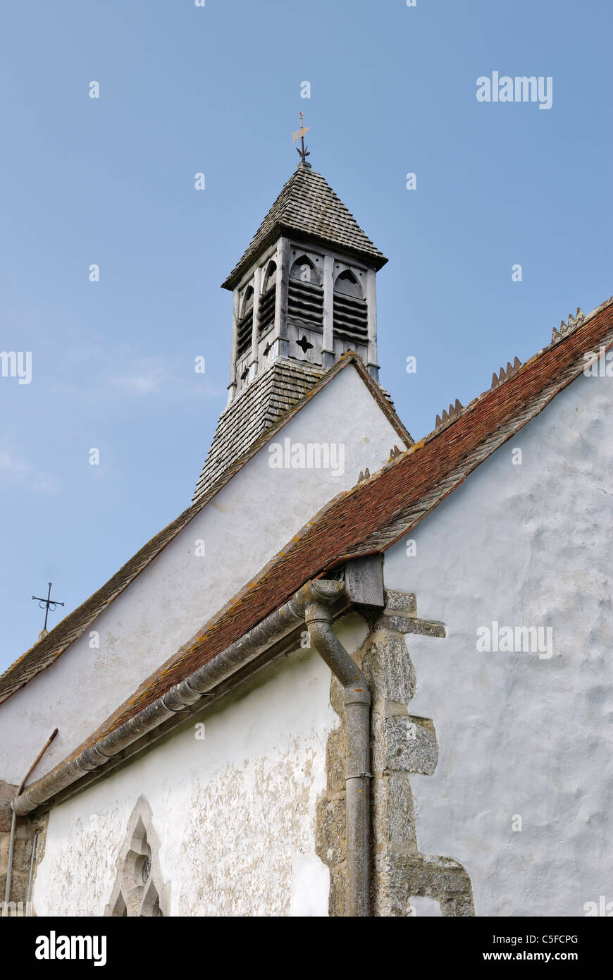Saint Botolph's Church at Hardham. West Sussex. England. View to belfry ...