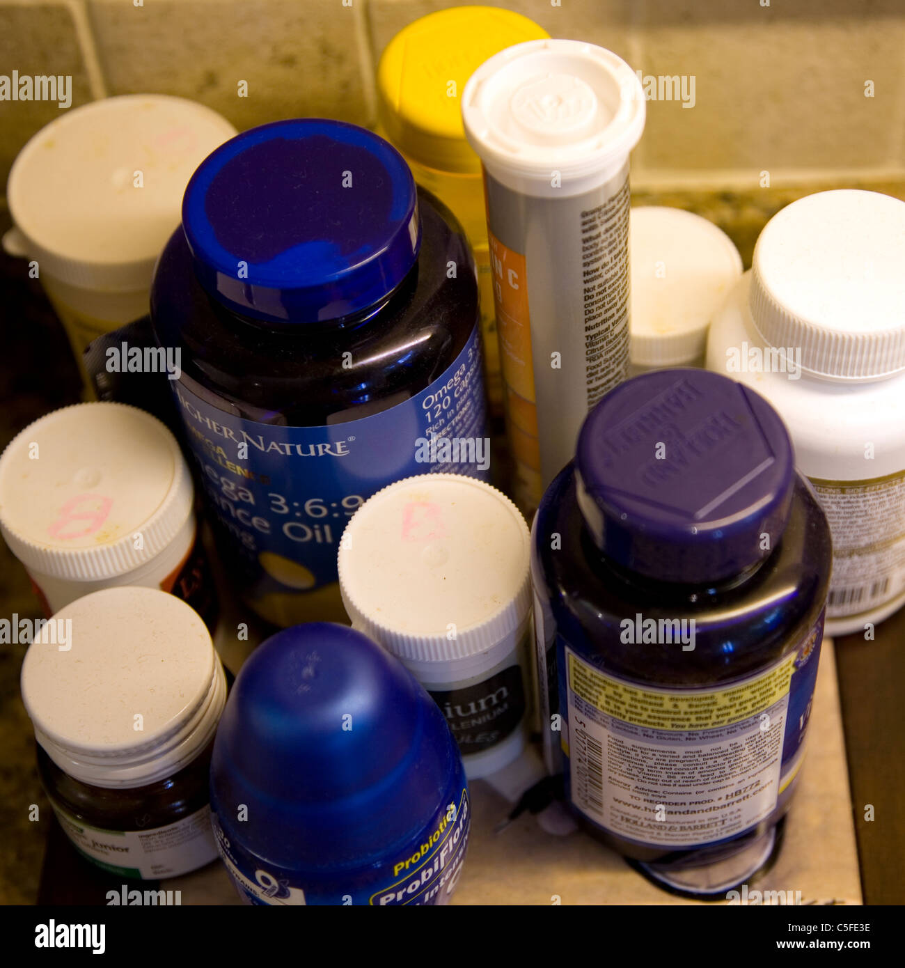 Various Vitamin Bottles Stock Photo - Alamy