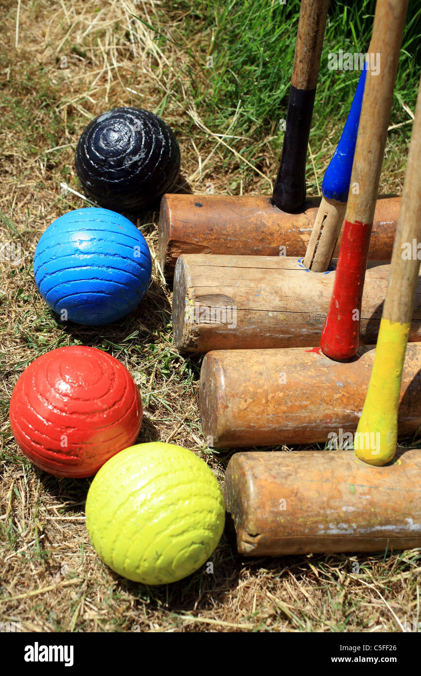 Croquet and Balls Stock Photo - Alamy