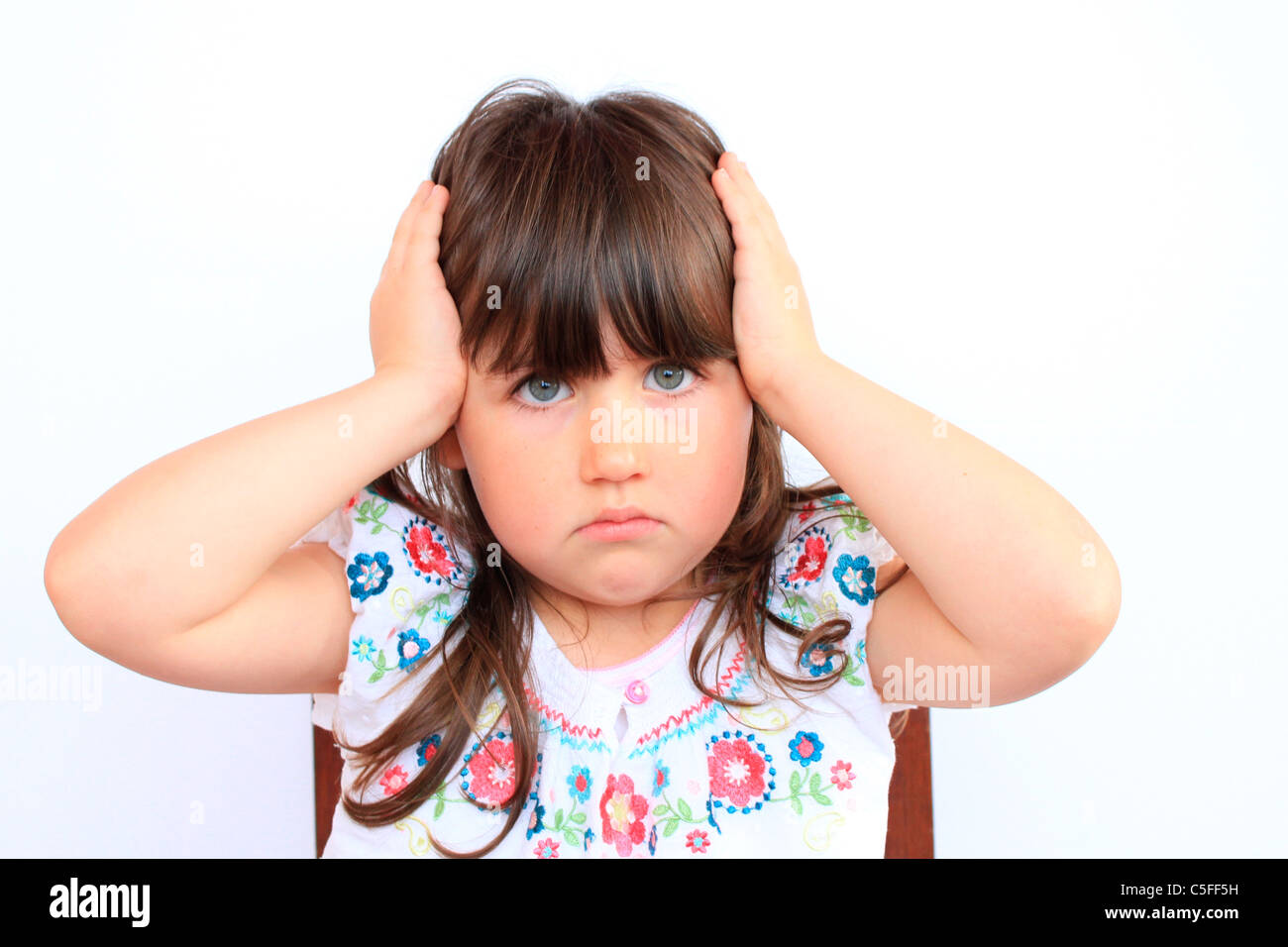Girl with headache Stock Photo - Alamy