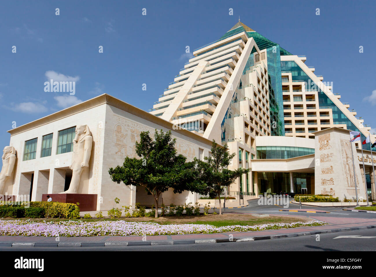 The pyramid shaped Raffles Dubai Hotel in Dubai, UAE Stock Photo - Alamy