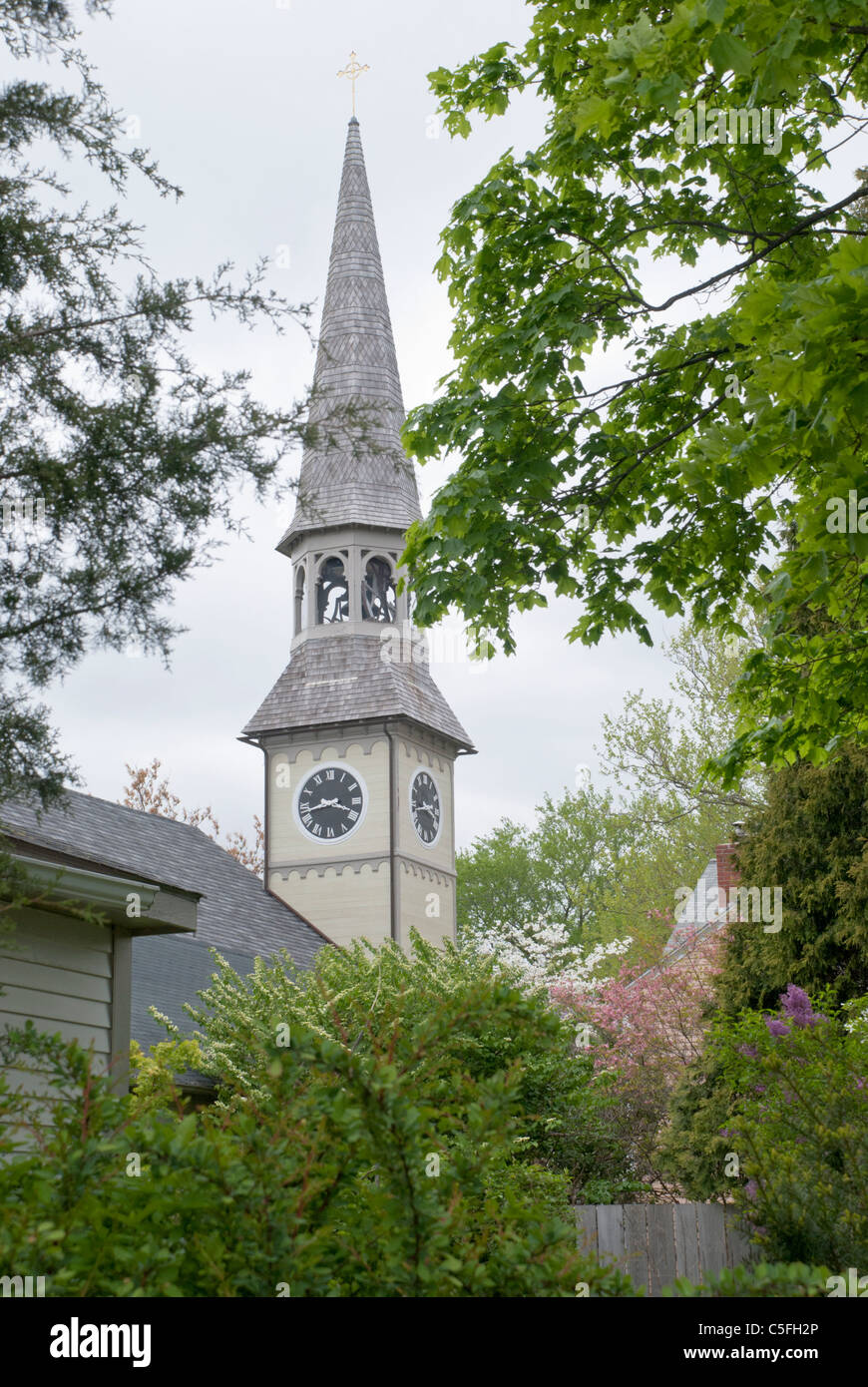 A chiming clock in St. Paul's Church adds to the charm of historic ...