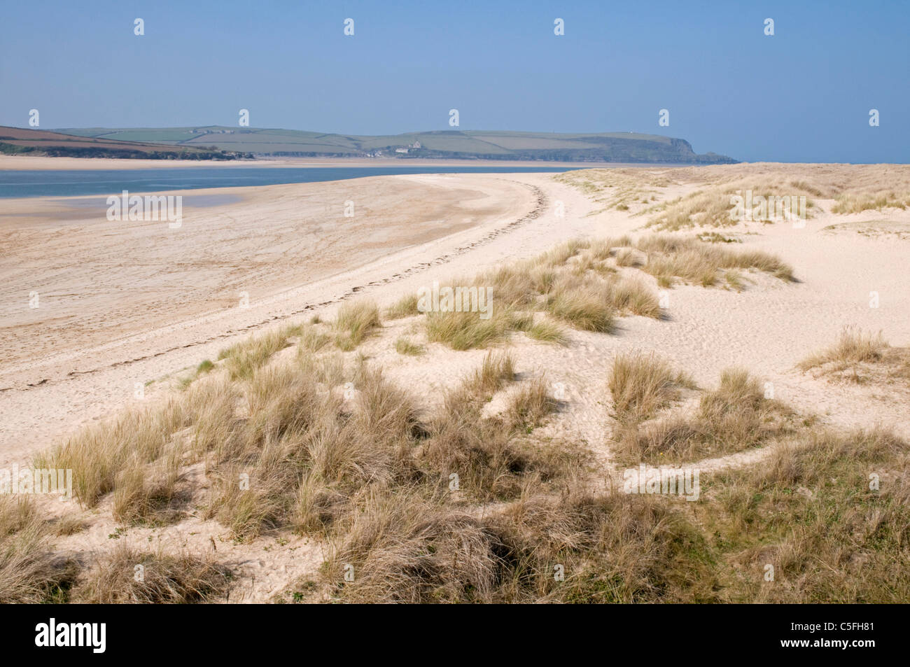 Wide expanse of sandy beach below the dunes on the east side of the ...