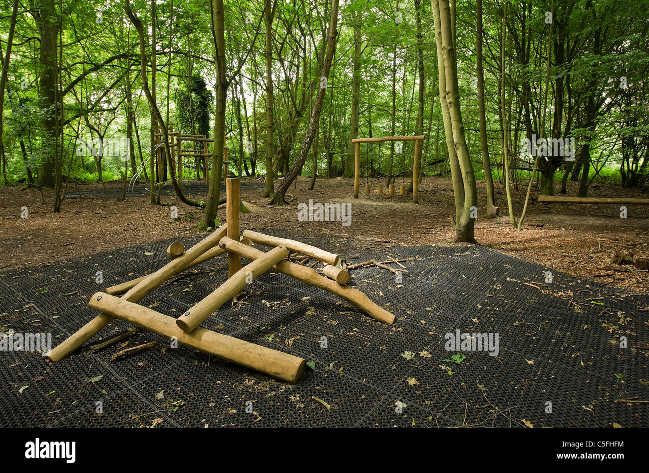 Playground in park wooden structures hi-res stock photography and ...