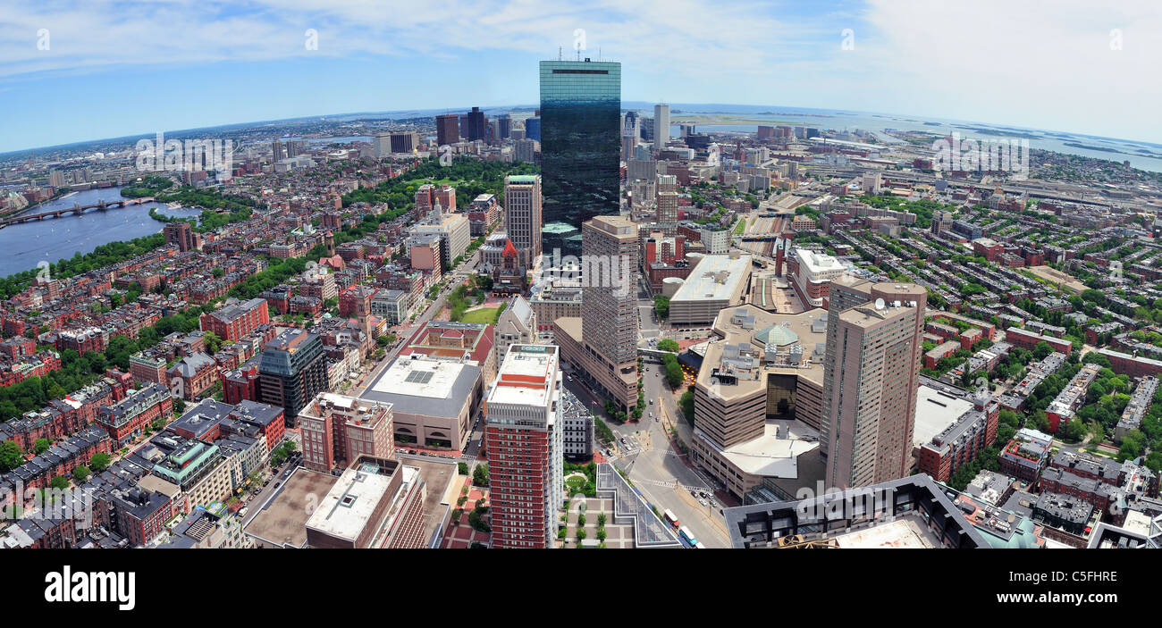 Boston skyline aerial view panorama with skyscrapers and Charles River ...