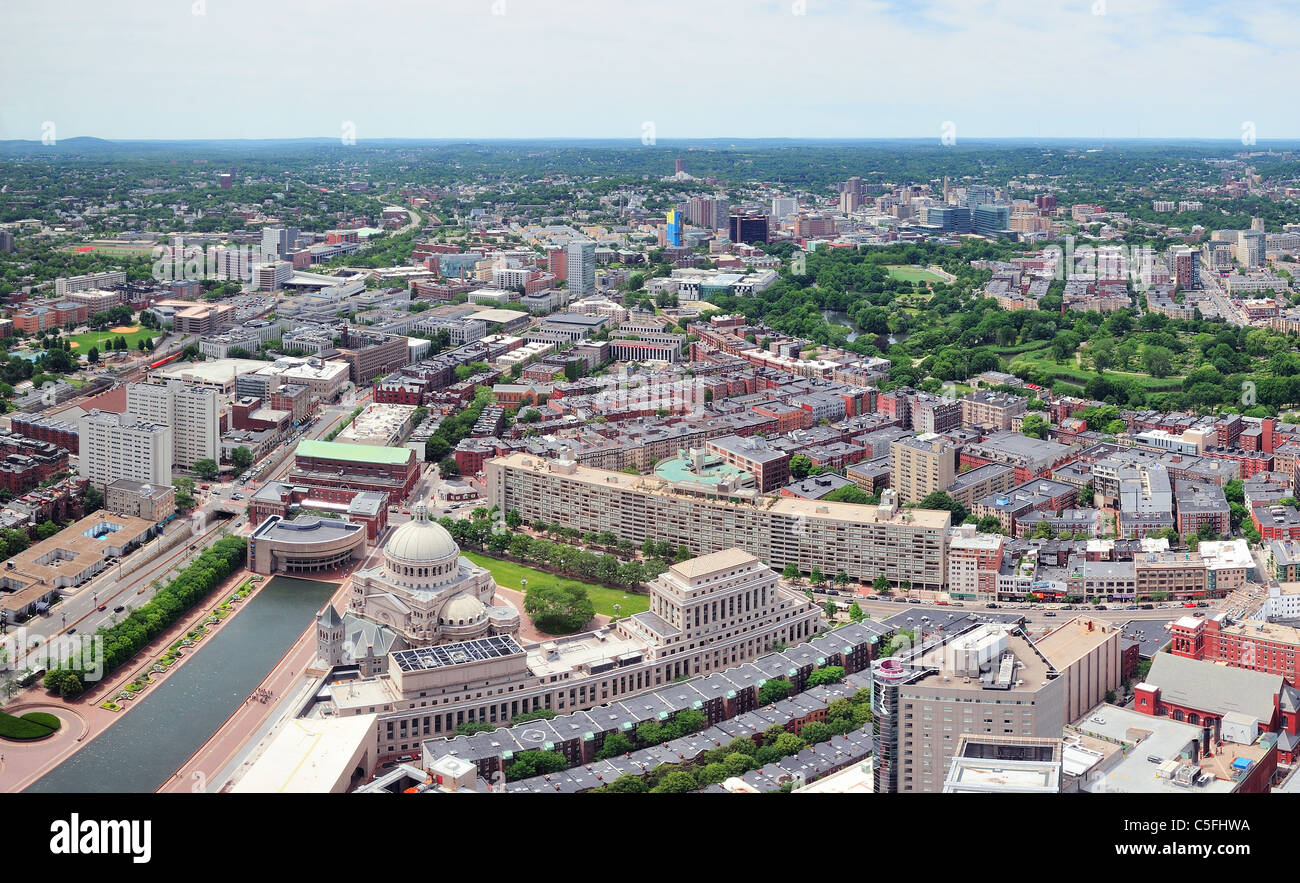 Boston city aerial panorama view with urban buildings and highway Stock ...
