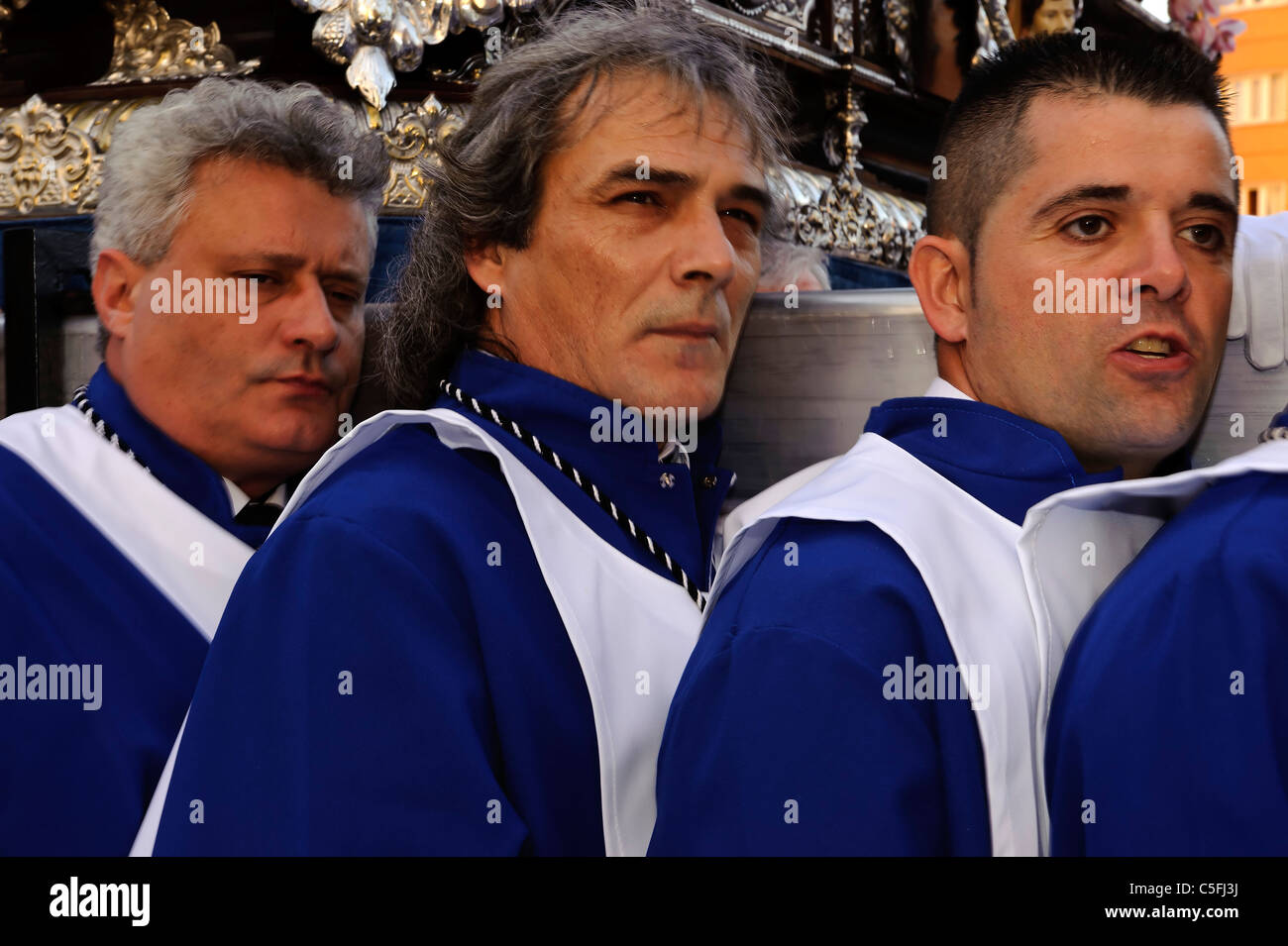 Procession at the Semana Santa (Holy week) in Malaga, Andalusia, Spain ...