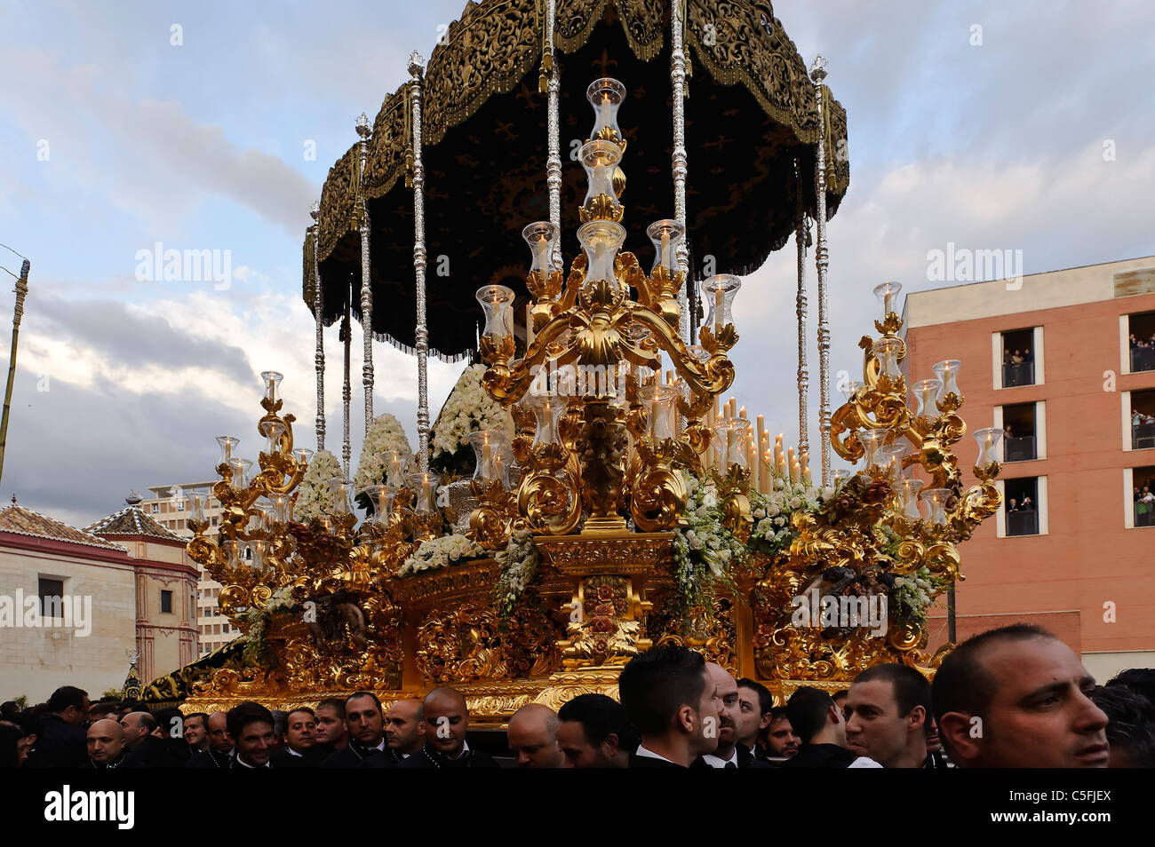 Procession at the Semana Santa (Holy week) in Malaga, Andalusia, Spain ...