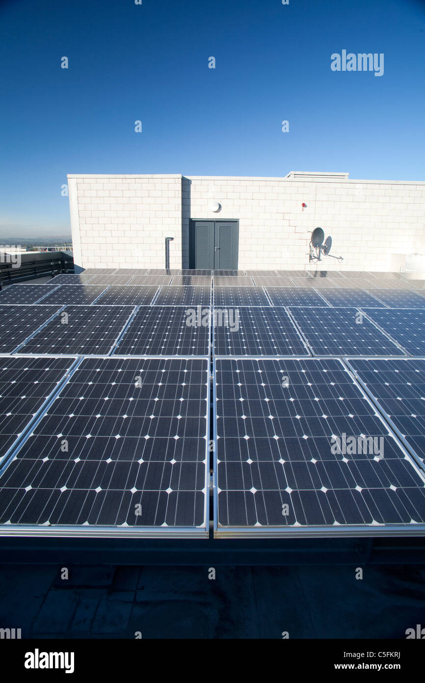 Solar Panel on Roof with Blue sky sunny day Stock Photo - Alamy